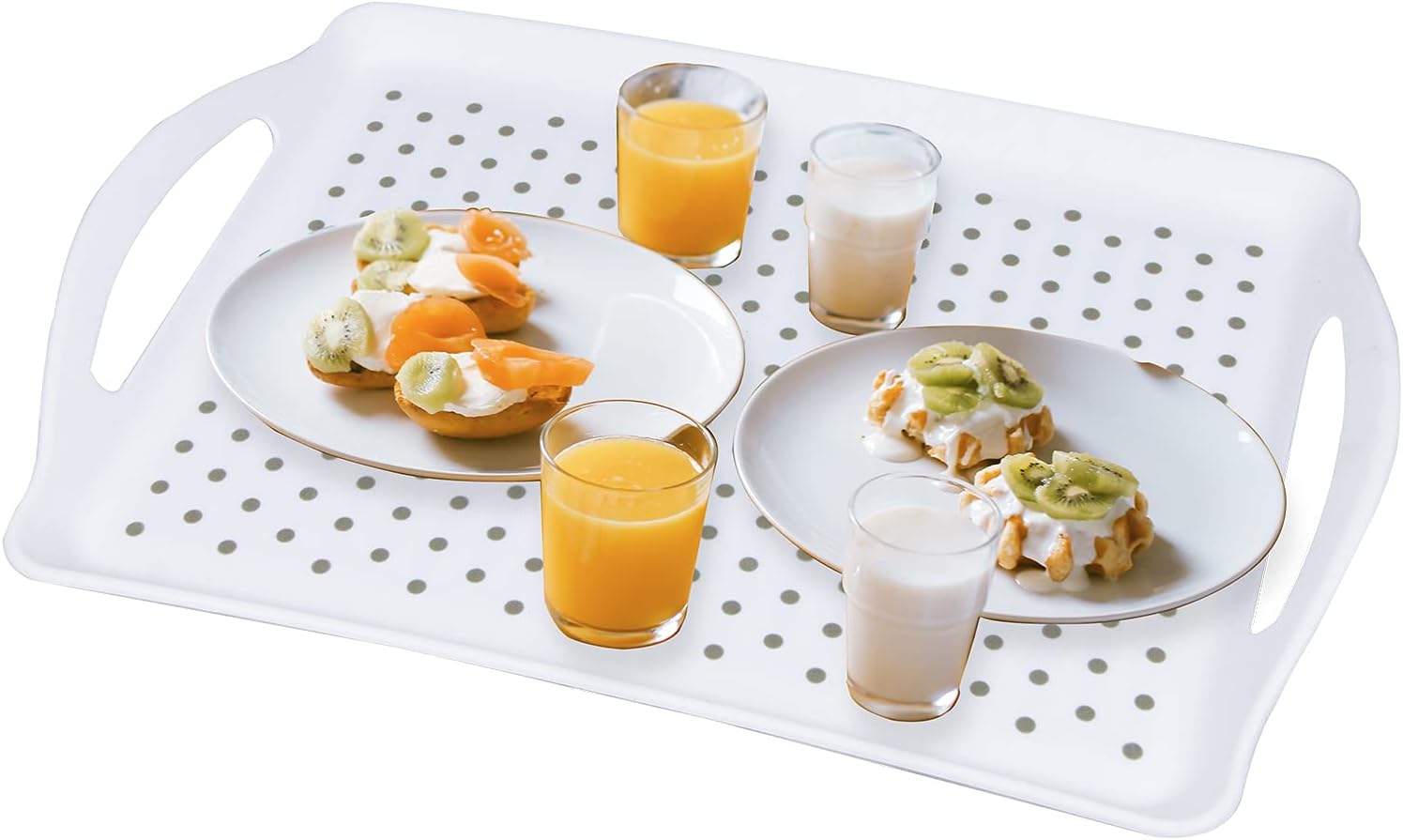 Amazon.com: Non Slip Food Serving Tray with Handles, Rectangle Anti ...