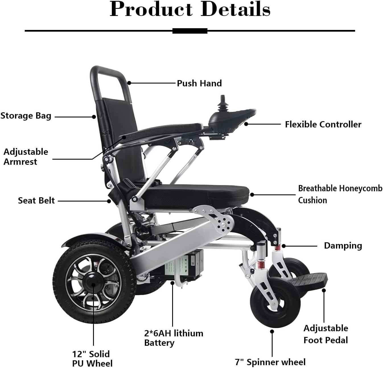 Buy YLB Lightweight Foldable Weatherproof Exclusive Electric Wheelchair ...