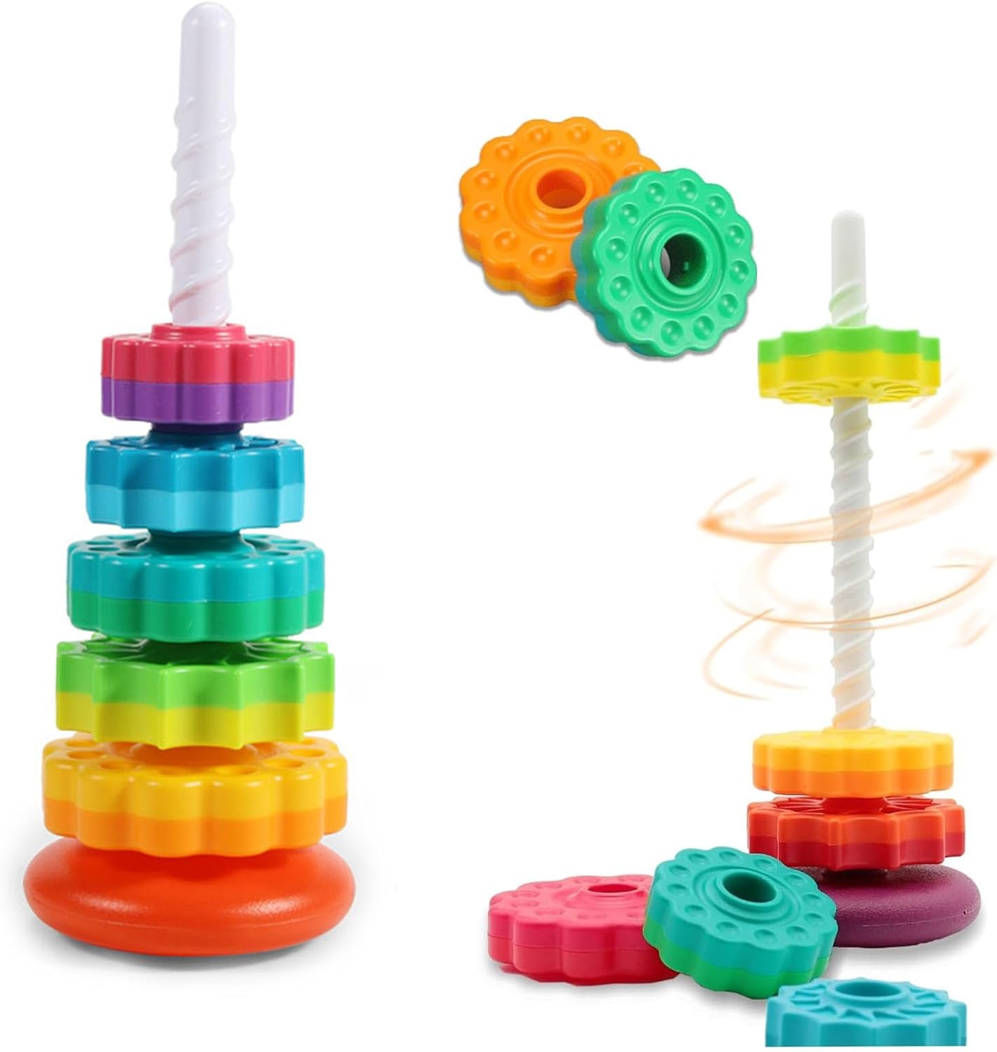 DONHUA Rainbow Spiral Stacking Toy for Babies 6-12 Months