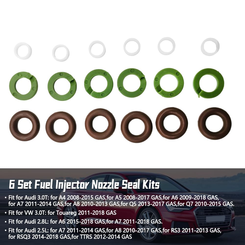 Snapklik.com : 6 Pack 06E998907E Fuel Injector O Ring Kit Compatible
