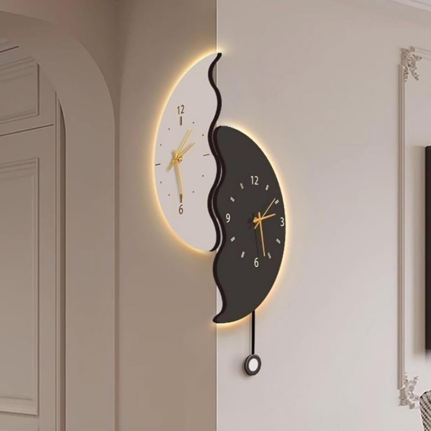 Amazon.com: GRIPITHPY Double-Sided Corner Wall Clock with LED Light ...