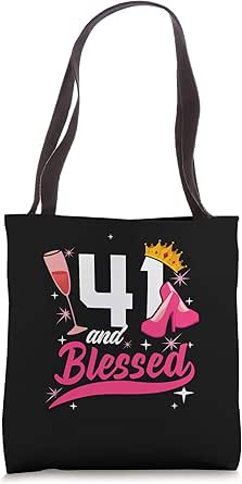 Amazon.com: 41th blessed birthday gift for 41 year old queen bday Tote ...