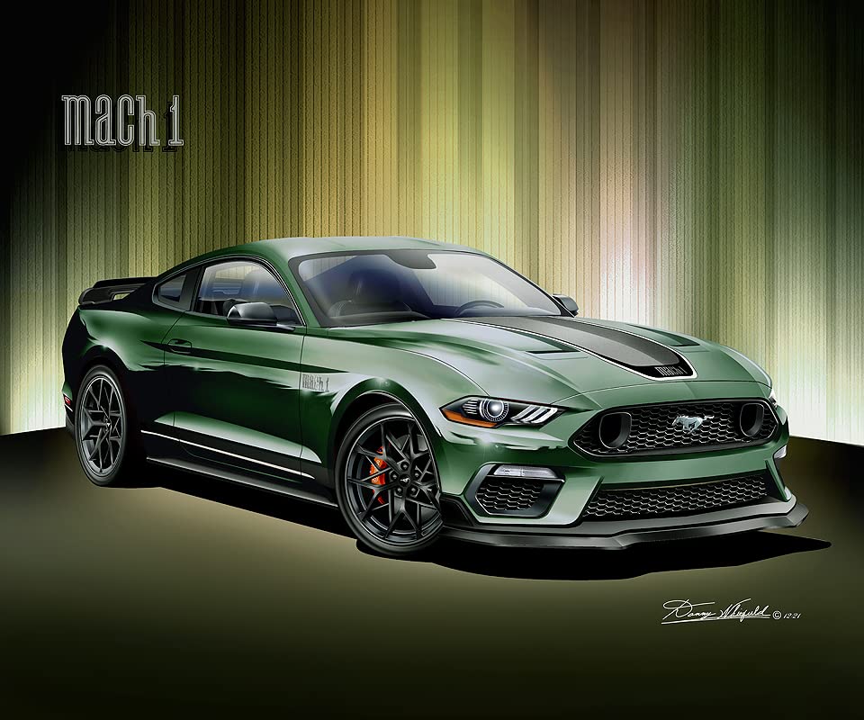 Amazon.com: 2022 Mustang Mach 1 | Eruption Green | Fine Art Print By ...