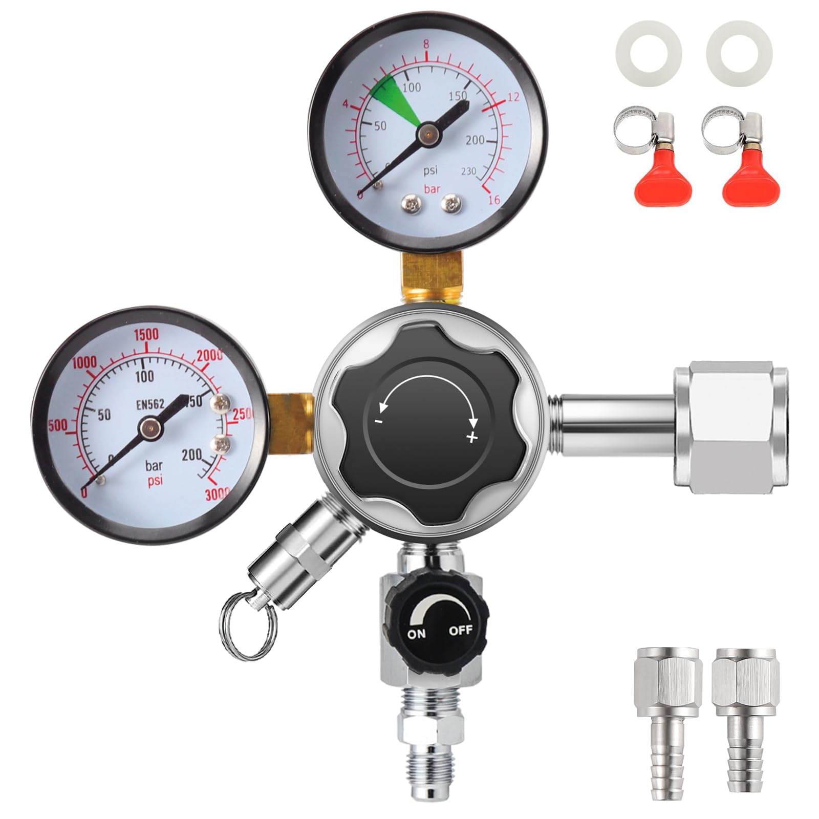 Snapklik.com : FERRODAY 0-120 PSI CO2 Regulator Beer Keg Regulator ...