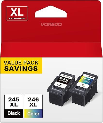 245XL 246XL for Canon Ink Cartridges 245 and 246 Black Color Combo Pack for PG245 CL246 PG-243 ...