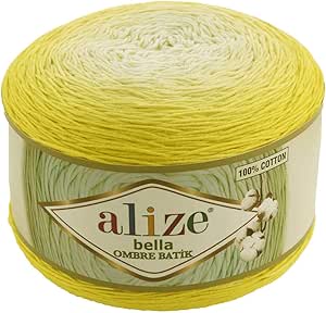 Amazon.com: Alize Bella Ombre Batik 100% Cotton Yarn 1 Big Skein 250 gr ...