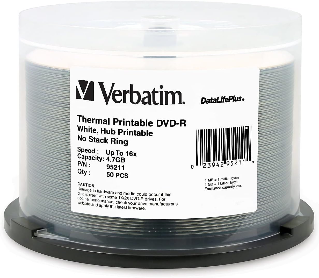Amazon.com: Verbatim DVD-R 4.7GB 16X DataLifePlus White Thermal Printable, Hub Printable - 50pk ...