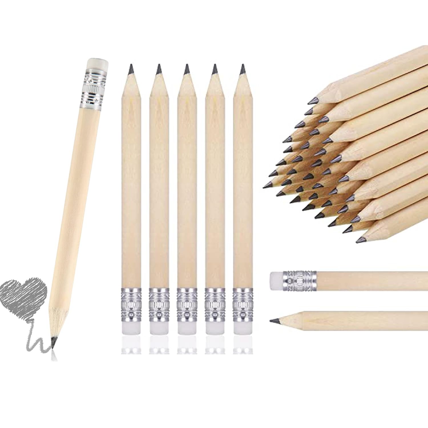 Yharnamite 100 Pcs Small Pencils, Half Pencils with Eraser, Golf ...