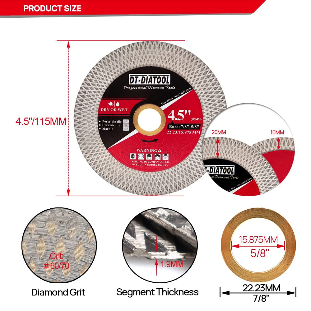 Snapklik.com : DT-DIATOOL Diamond Tile Blade 4-1/2 Inch 2 Pieces For ...