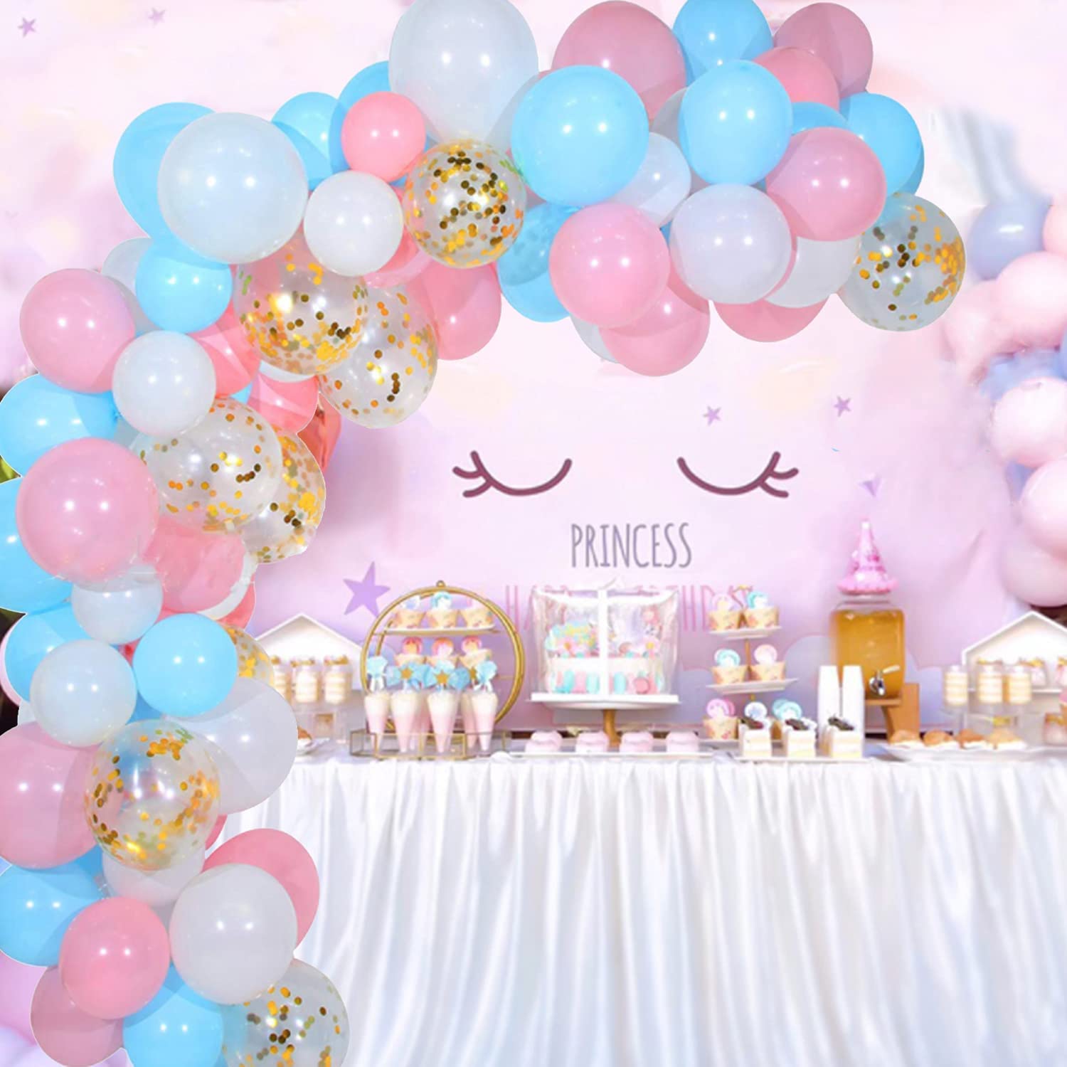 AR Giftzadda Pink Blue & White Balloon Arch Garland Kit for Birthday ,Anniversary, Baby Shower ...