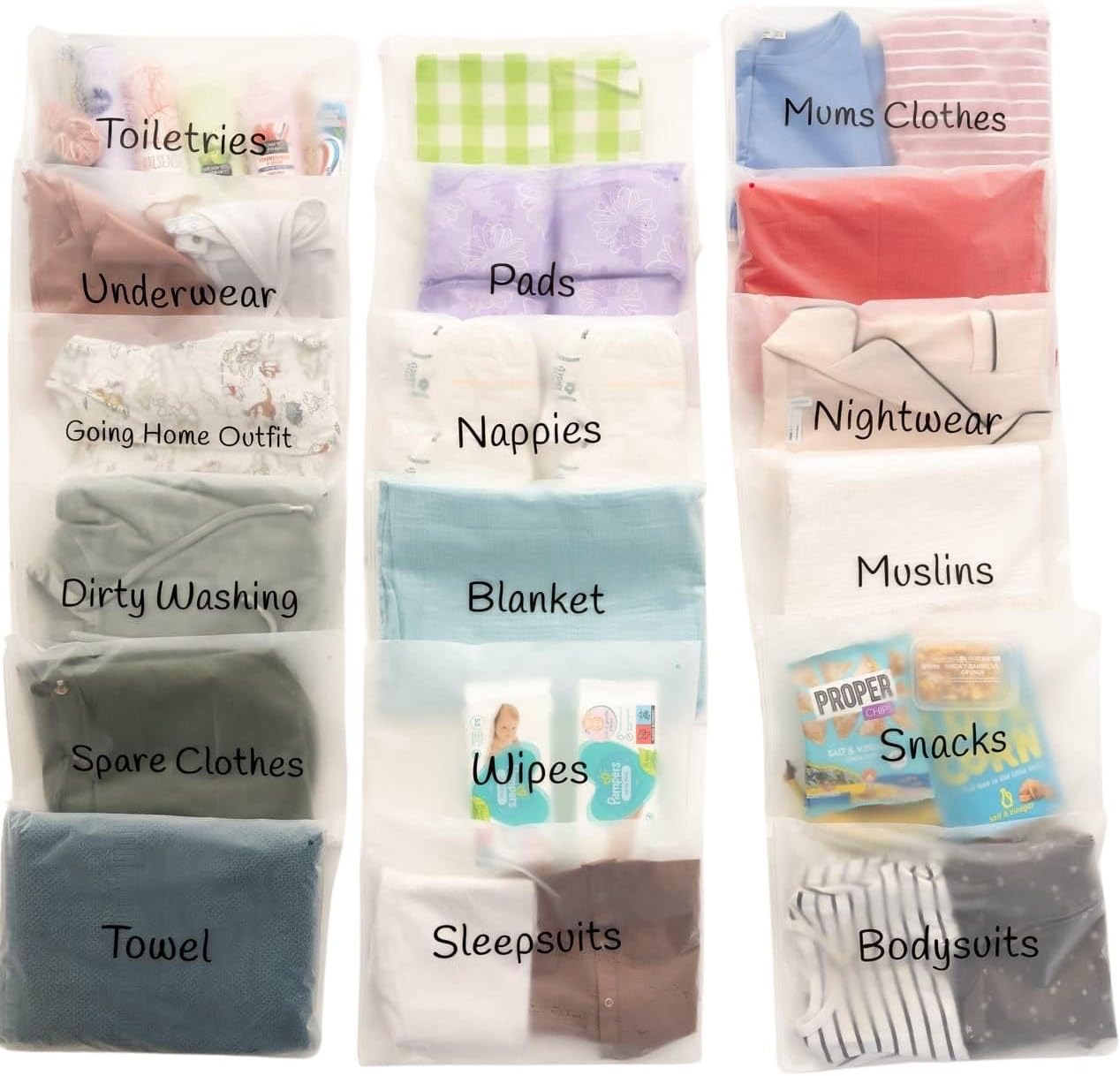 22 x Maternity Hospital Bag Organiser Pouches | Hospital Bag Maternity ...