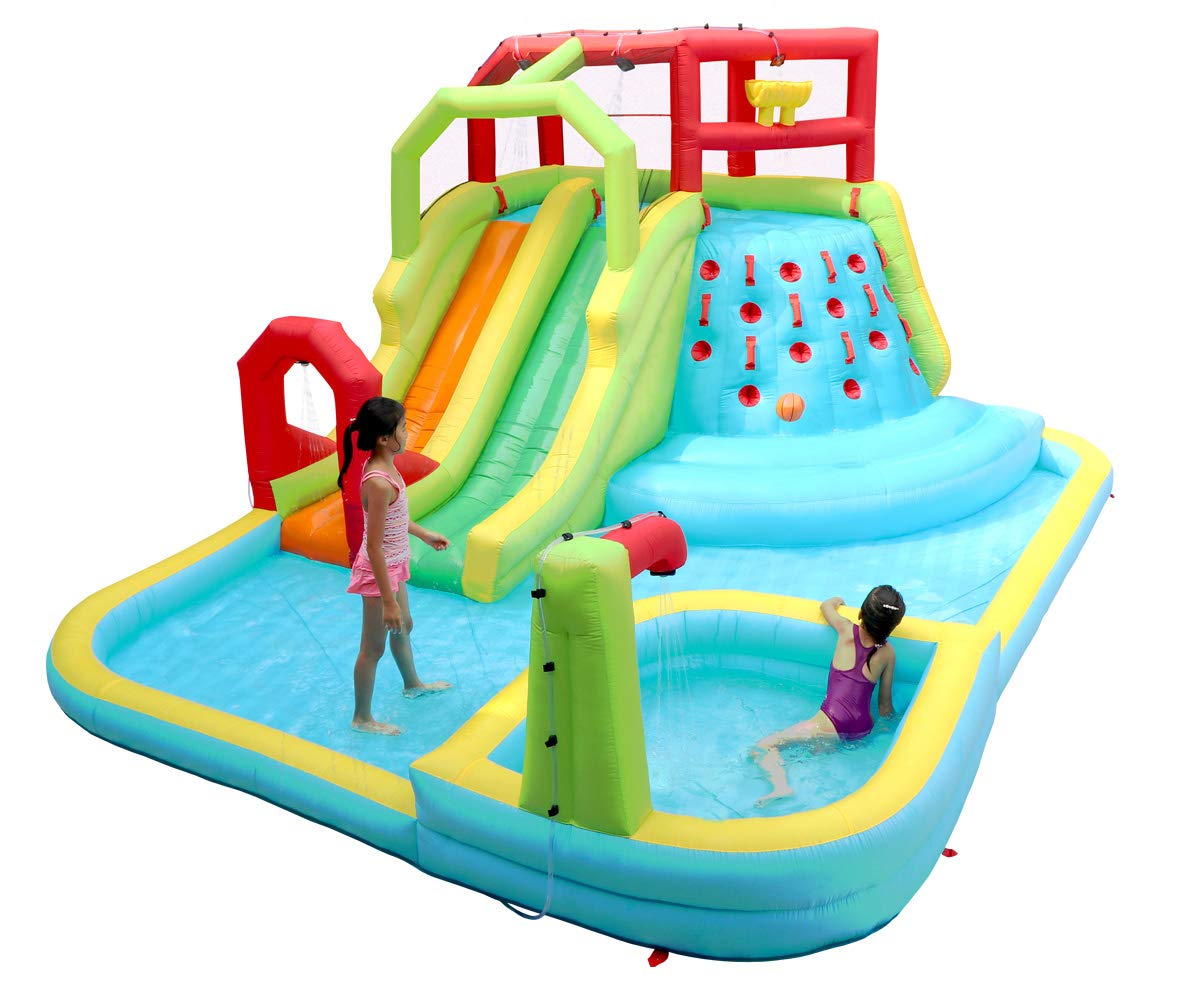 Buy WELLFUNTIME Inflatable Water Slide Park with Splash Pool Climb The ...
