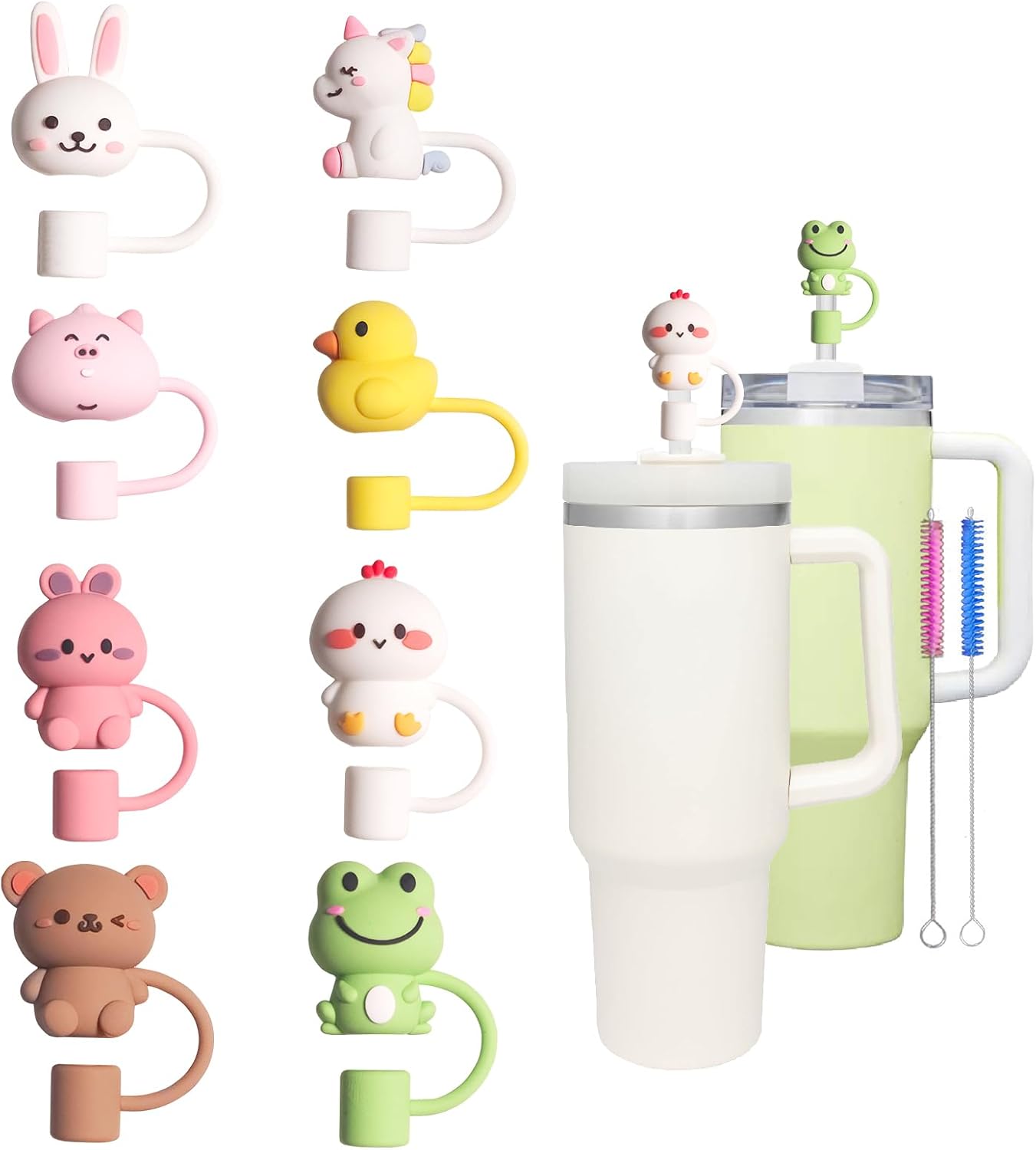 Amazon.com: 8Pcs Cute Animal Straw Covers Cap for Stanley Cup,0.39in ...