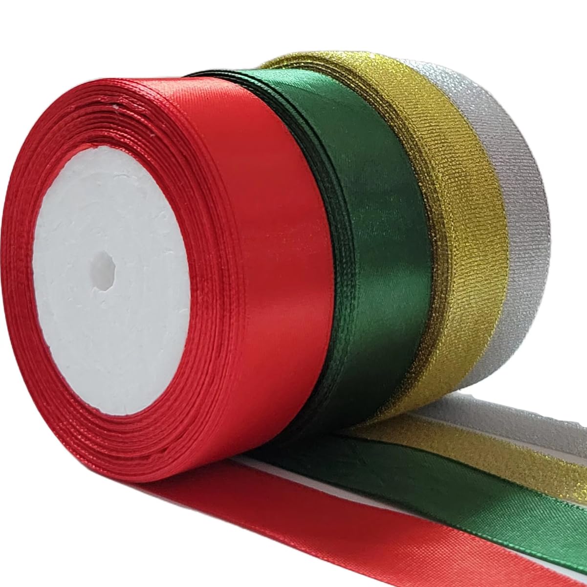 Amazon.com: Christmas Ribbon 4 Rolls 100 Yards, 1 Inch Gold Silver ...