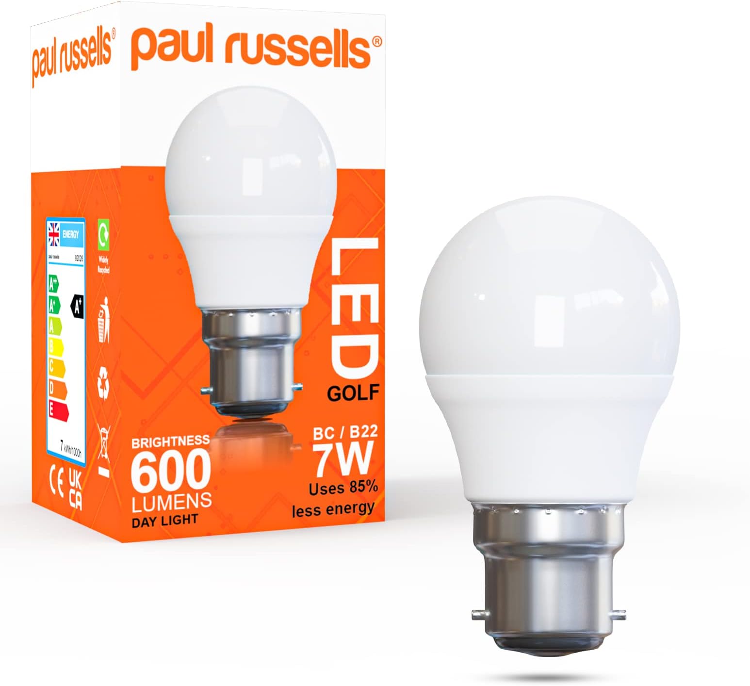 Paul russells Bayonet Light Bulbs B22, 60W Equivalent, Daylight 6500K ...