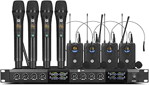 Amazon.com: W IN-MIX UHF Wireless Microphones System with 4 Cordless ...