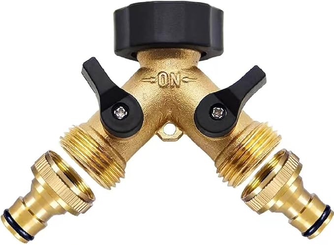 3/4" Tap Y Splitter,Garden Hose Splitter, Y Valve, Two Way Brass Tap ...