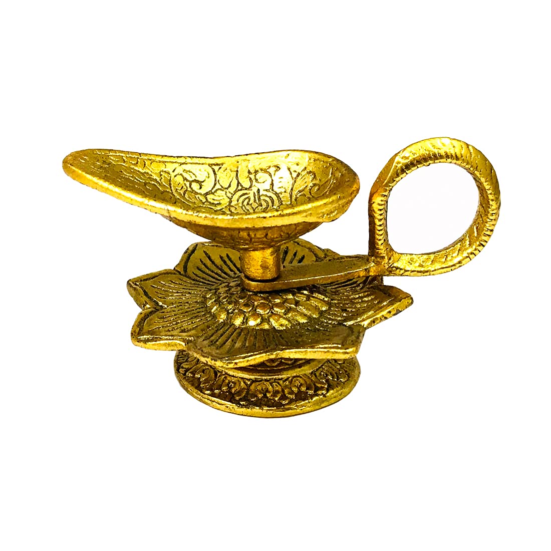 Buy Evisha Golden Metal Akhand Jyot Diya Puja Decoration Lightning Diya ...