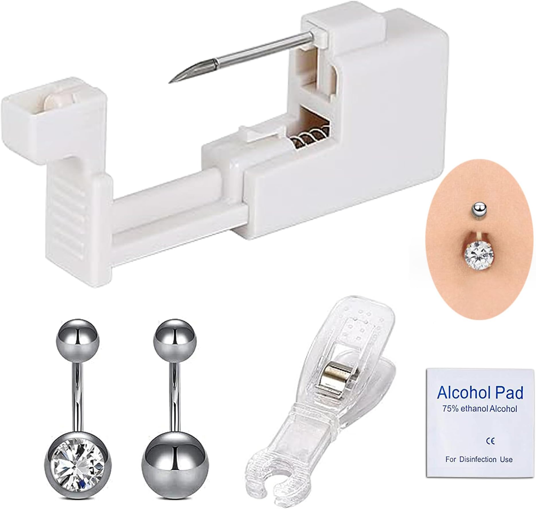 Amazon.com: TC-SMAR 5 Pcs Navel Piercing Gun Kit, Body Piercing Kit for ...