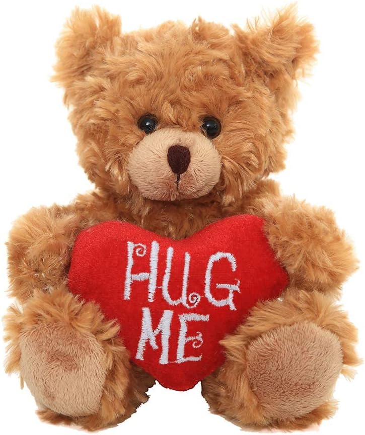 Amazon.com: Plushland Stuffed Mocha Heart Bear - Plush Bear Toy for ...