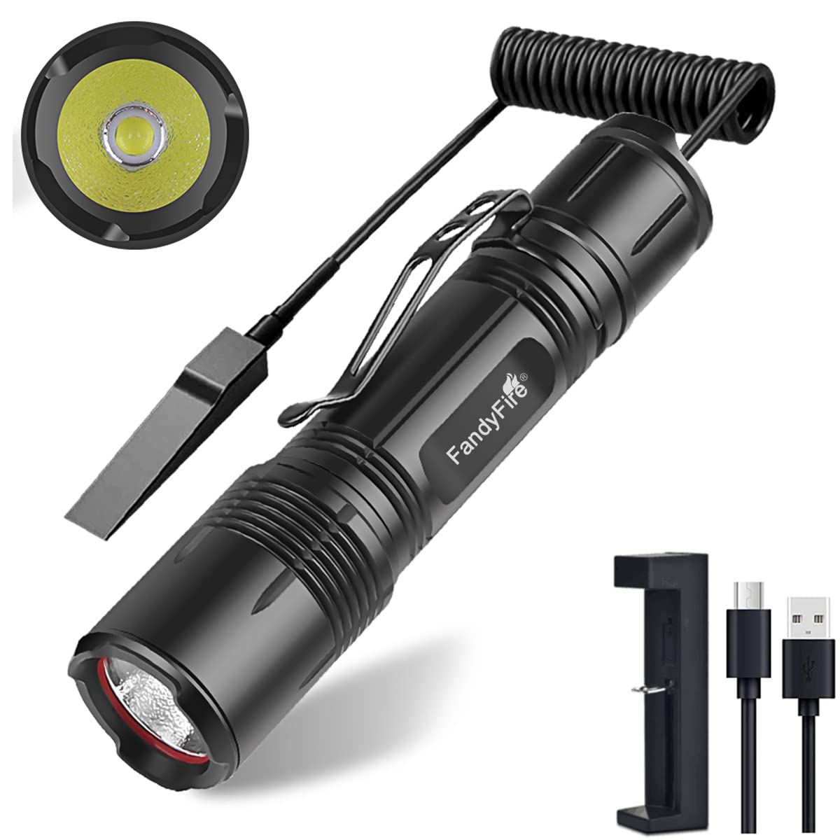 Buy Rechargeable Flashlight,FandyFire 1200 Lumen Super Bright XHP50 LED ...