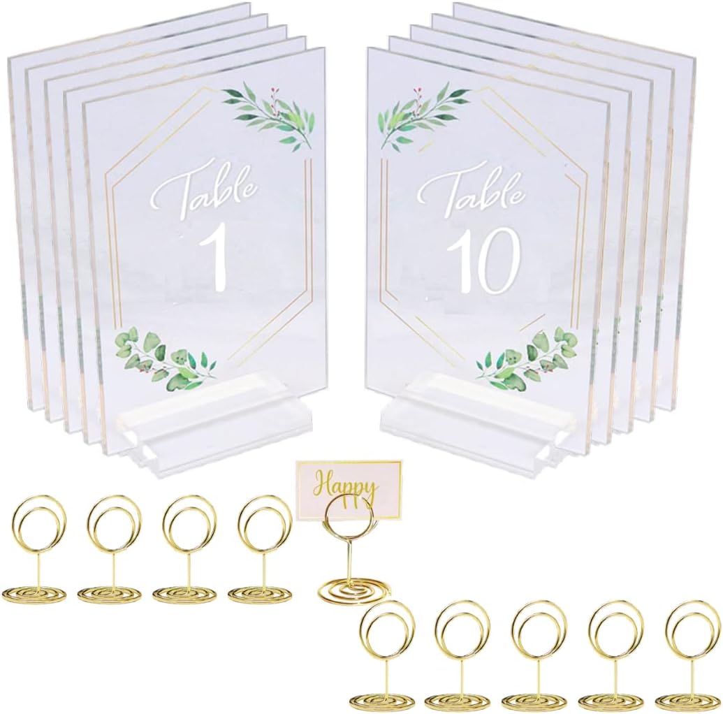 Amazon.com: Acrylic Wedding Table Numbers 1-10 with Stand, 10 Beautiful ...