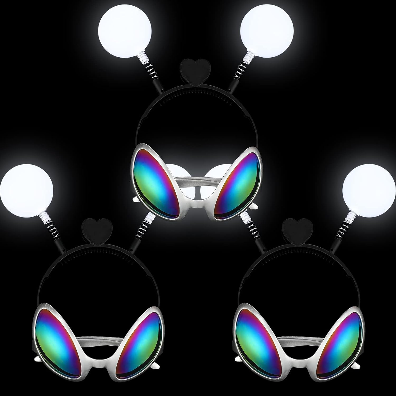 Amazon.com: 6 Pcs LED Silver Alien Glasses Martian Headband Set Silver ...