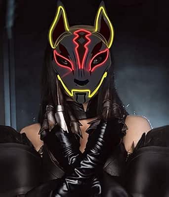 Amazon.com: GLDYTIMES Fortnite Drift Light Up Mask LED Fox Mask Colour ...