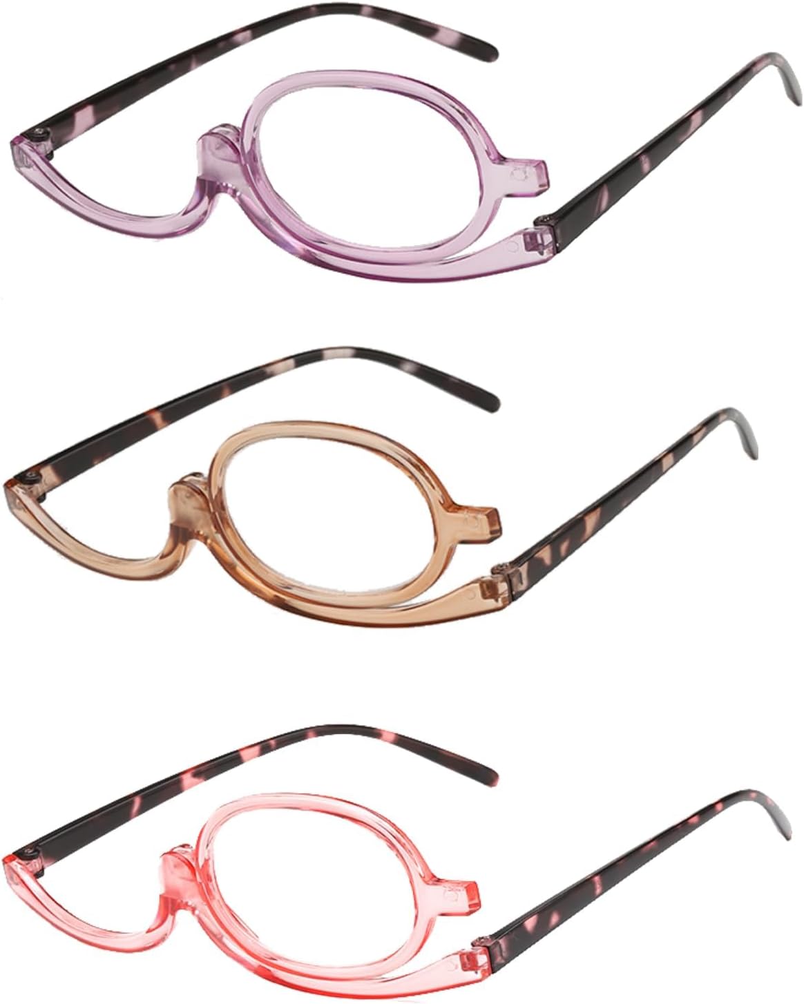 3 Pairs 200 Degrees Rotating Make up Glasses Magnifying Makeup Glasses ...