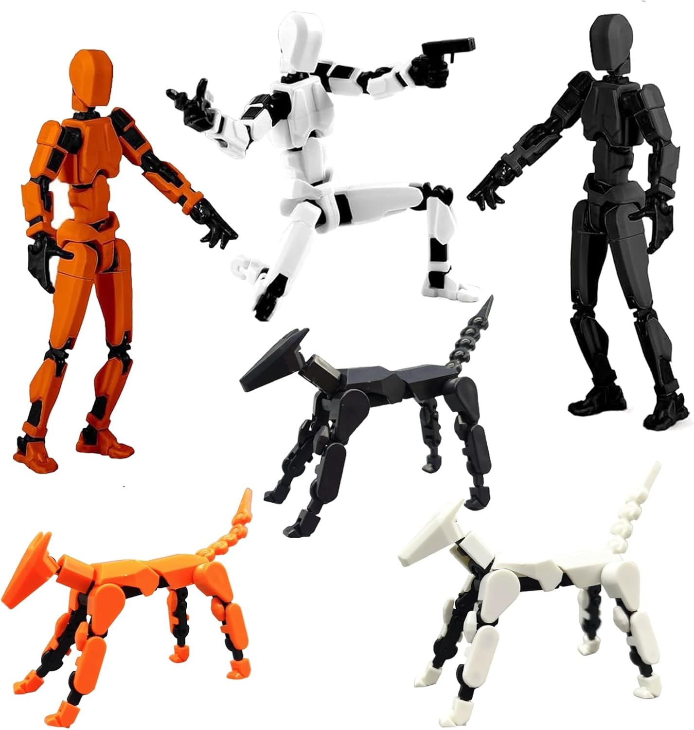 6 Pcs T13 Action Figure, Adjustable And Swinging One Person, One Dog ...