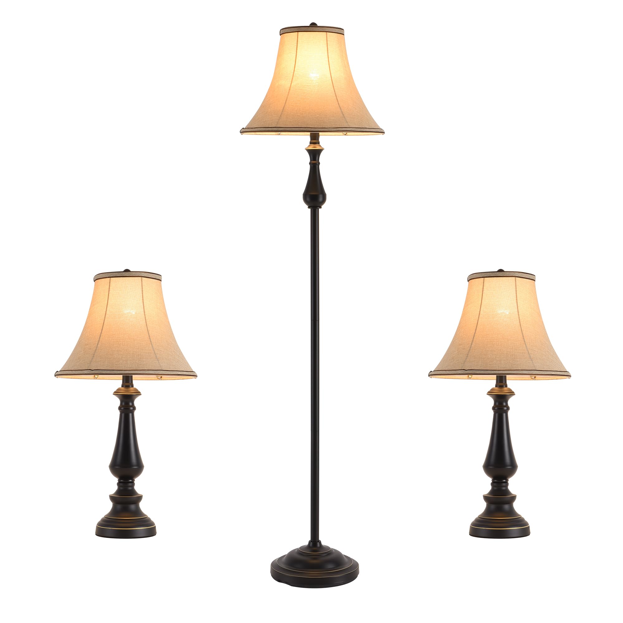 Smeike Lamp Set of 3 (2 Table Lamps, 1 Floor Lamp), 3 Piece Floor and ...