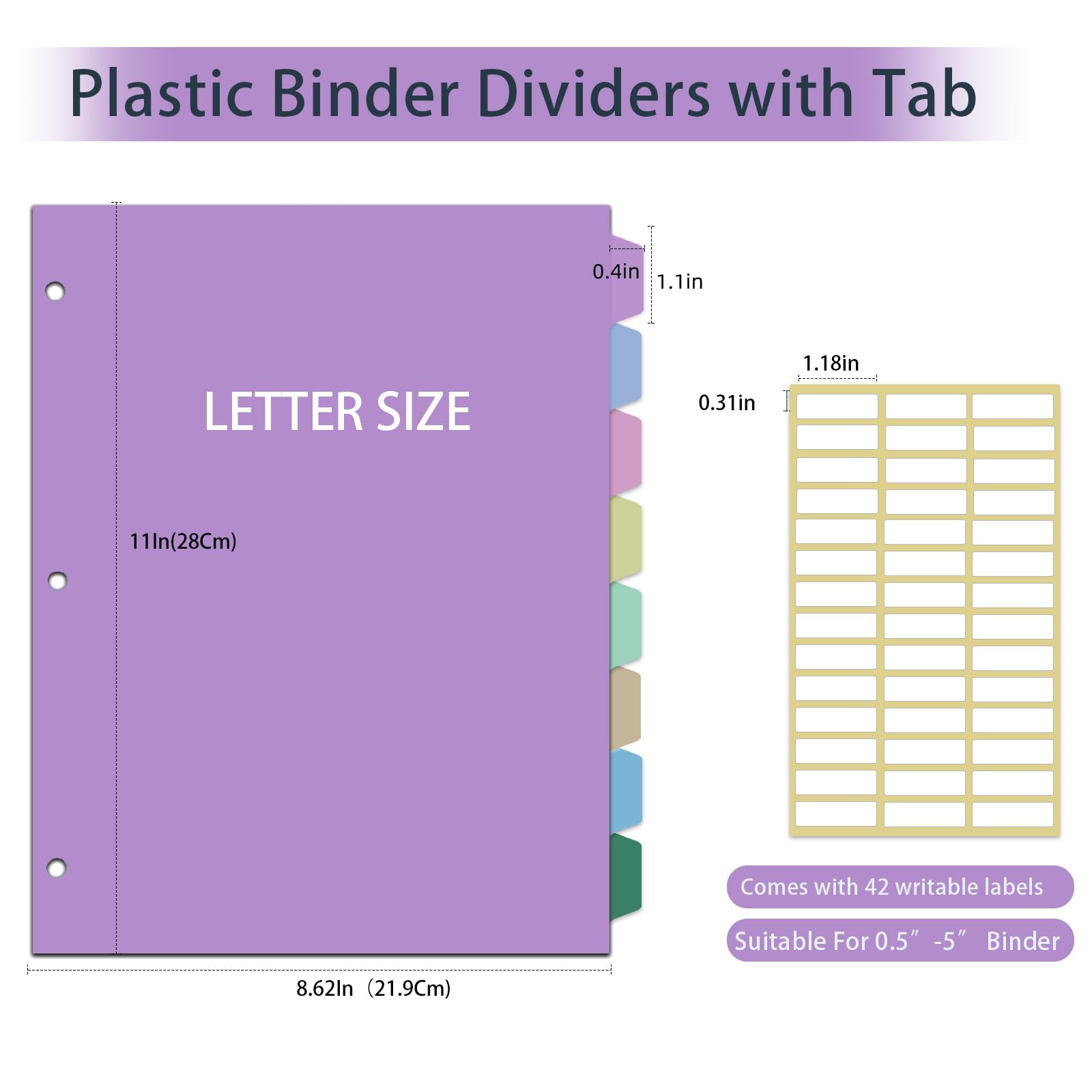 Snapklik.com : 16Pcs/2 Sets Binder Dividers For 3 Ring Binder,8 Tab ...