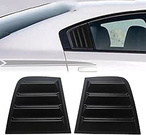 NINTE Rear Side Window Louvers For 2011-2023 Dodge Charger Matte Black ...