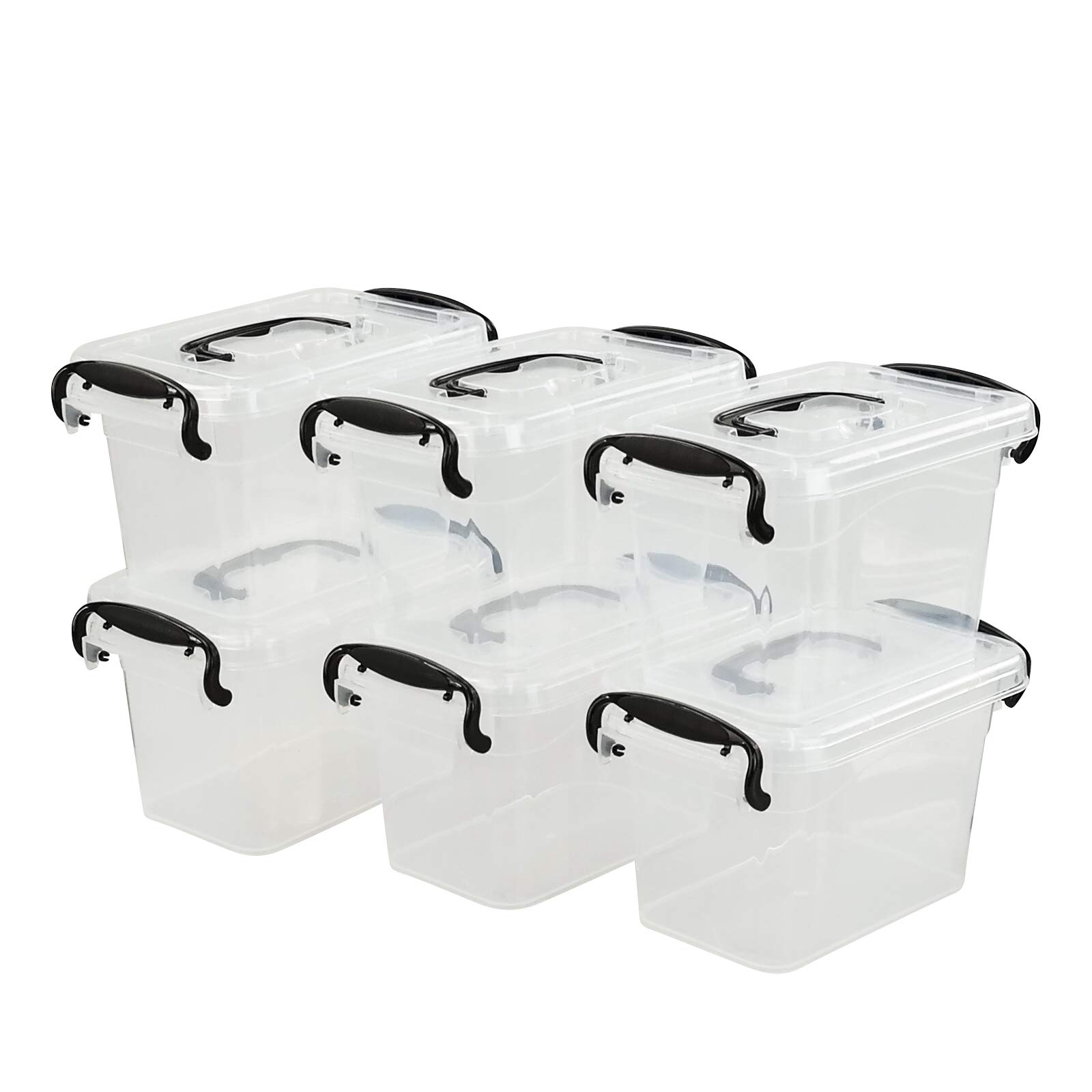 Gitany Mini Transparent Plastic Latch Box, 6 Packs Storage Boxes with ...