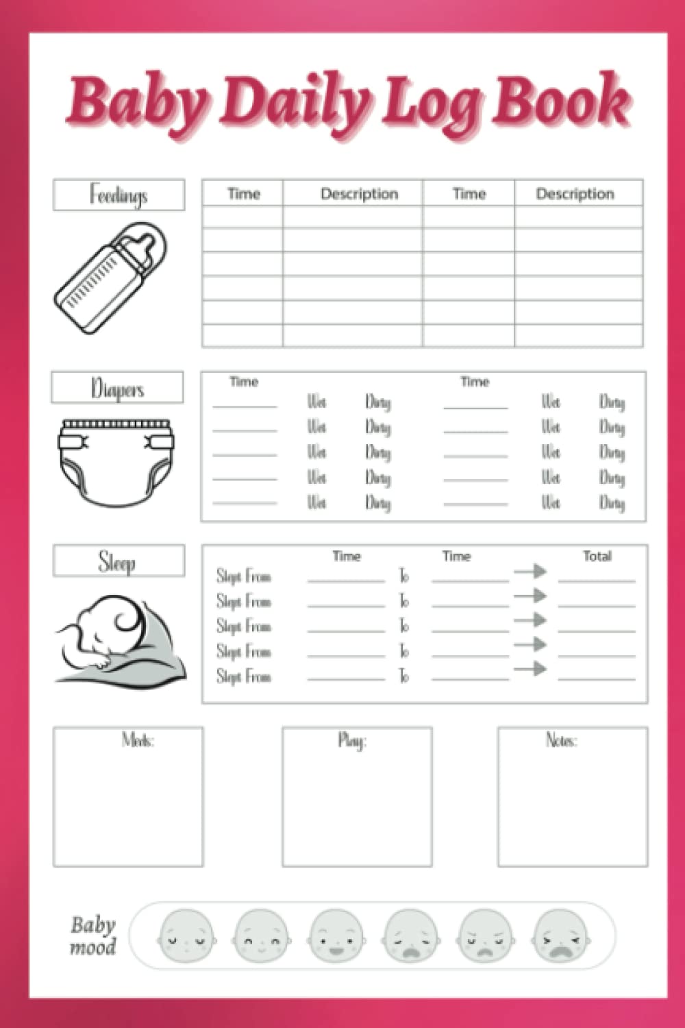 Baby Daily Log Book: Newborn Tracker for New Parents | Daily Schedule ...