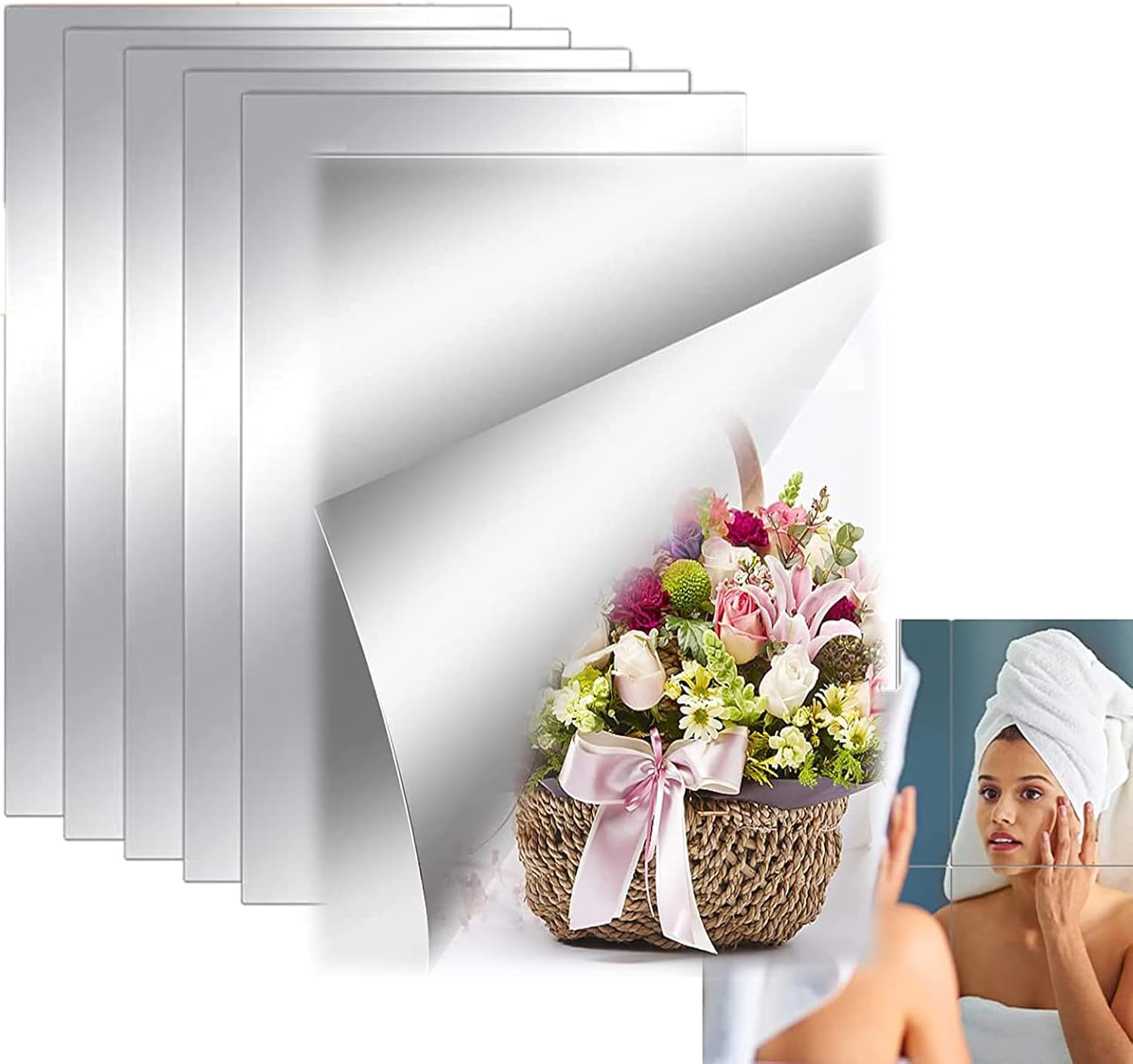 Amazon.com: 8" x 6" Self Adhesive Acrylic Mirror Sheet, 6 Pack Flexible ...