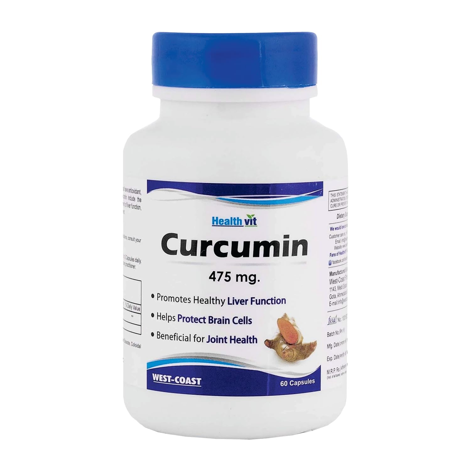 Healthvit Ultra-Pure Curcumin 475mg | Powerful Antioxidant | Curcumin ...