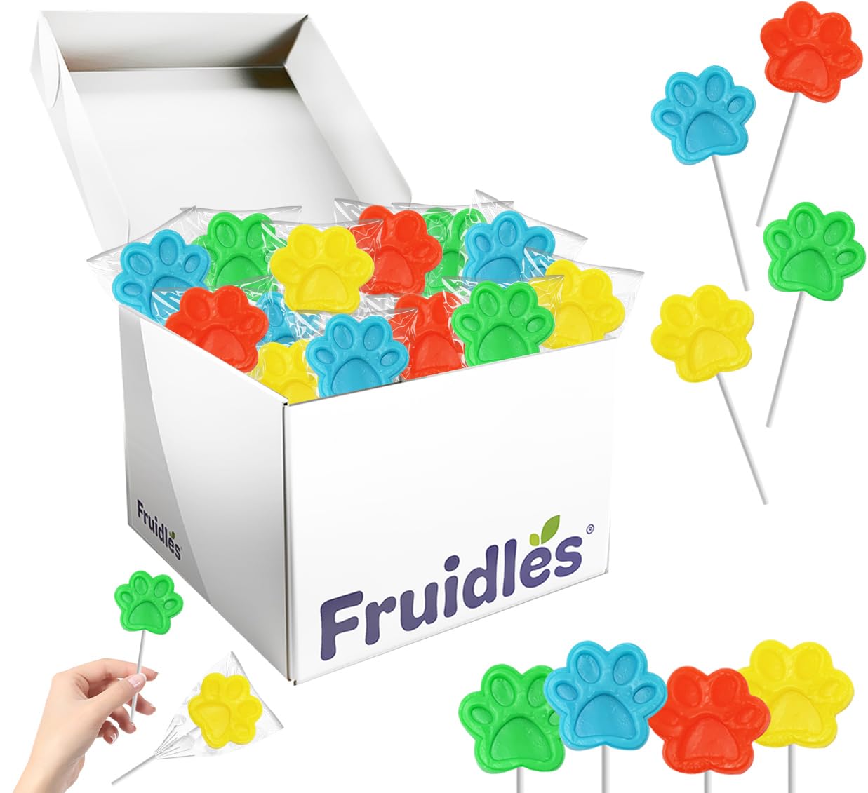 Amazon.com : Fruidles Paw Print Candy Lollipop, Fruit-Flavored ...