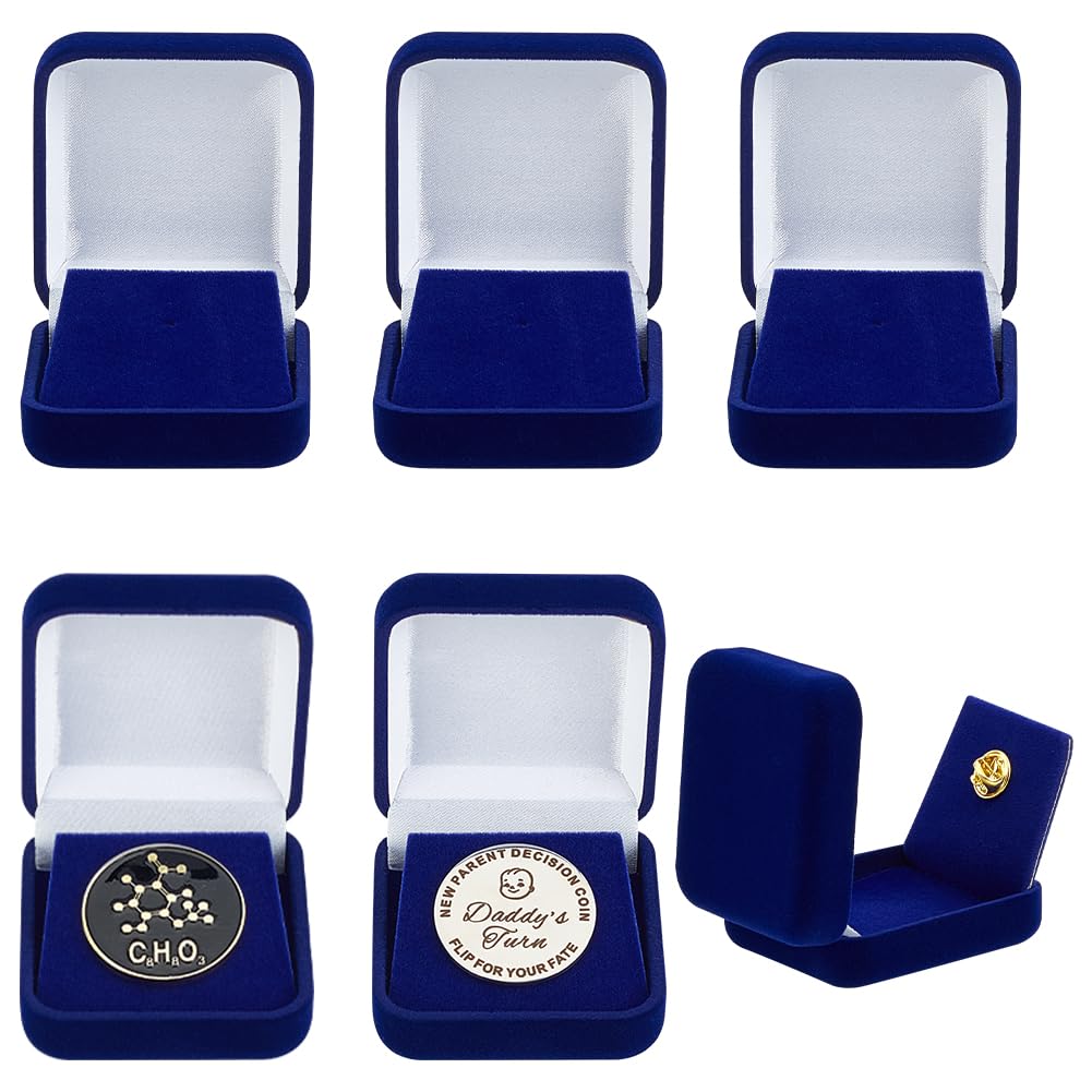 FINGERINSPIRE 6 Pcs Midnight Blue Velvet Challenge Coin Presentation ...