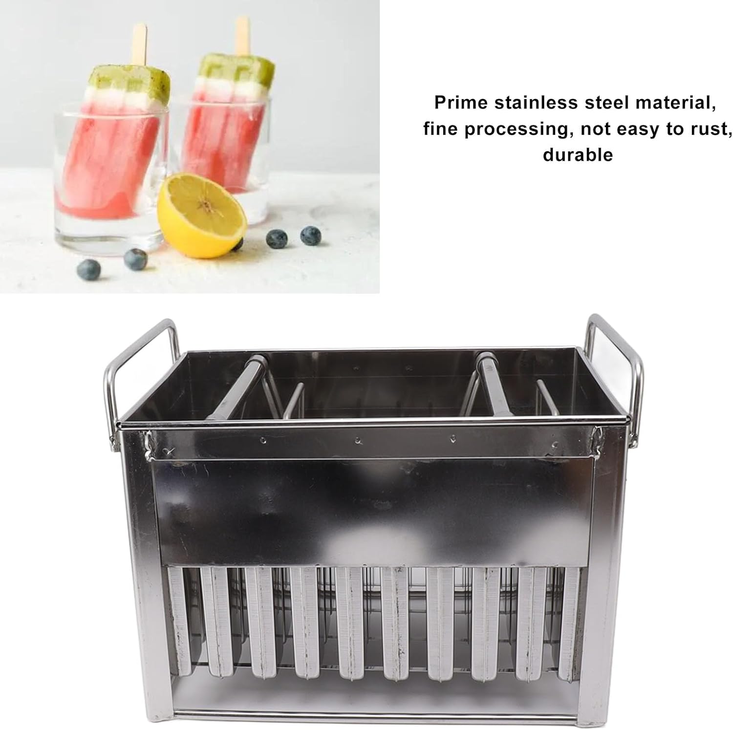 40 moldes de paletas de acero inoxidable, paleta comercial de paletas de hielo, 40 agujeros ...