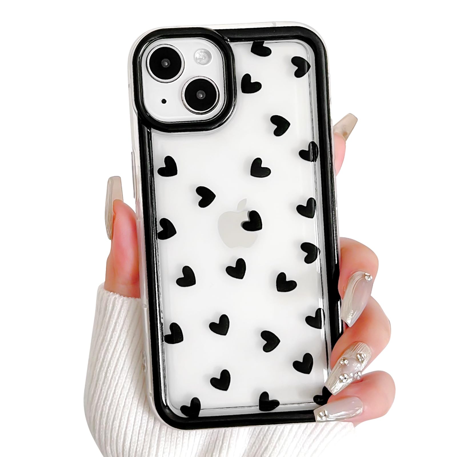 Amazon.com: Lovmooful Compatible for iPhone 13/14 Case Cute Clear Heart with More Bumper ...