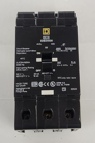 Square D EDB34030 Breaker Bolt in 30AMP 3POLE 480Y/277VOLT AC New ...