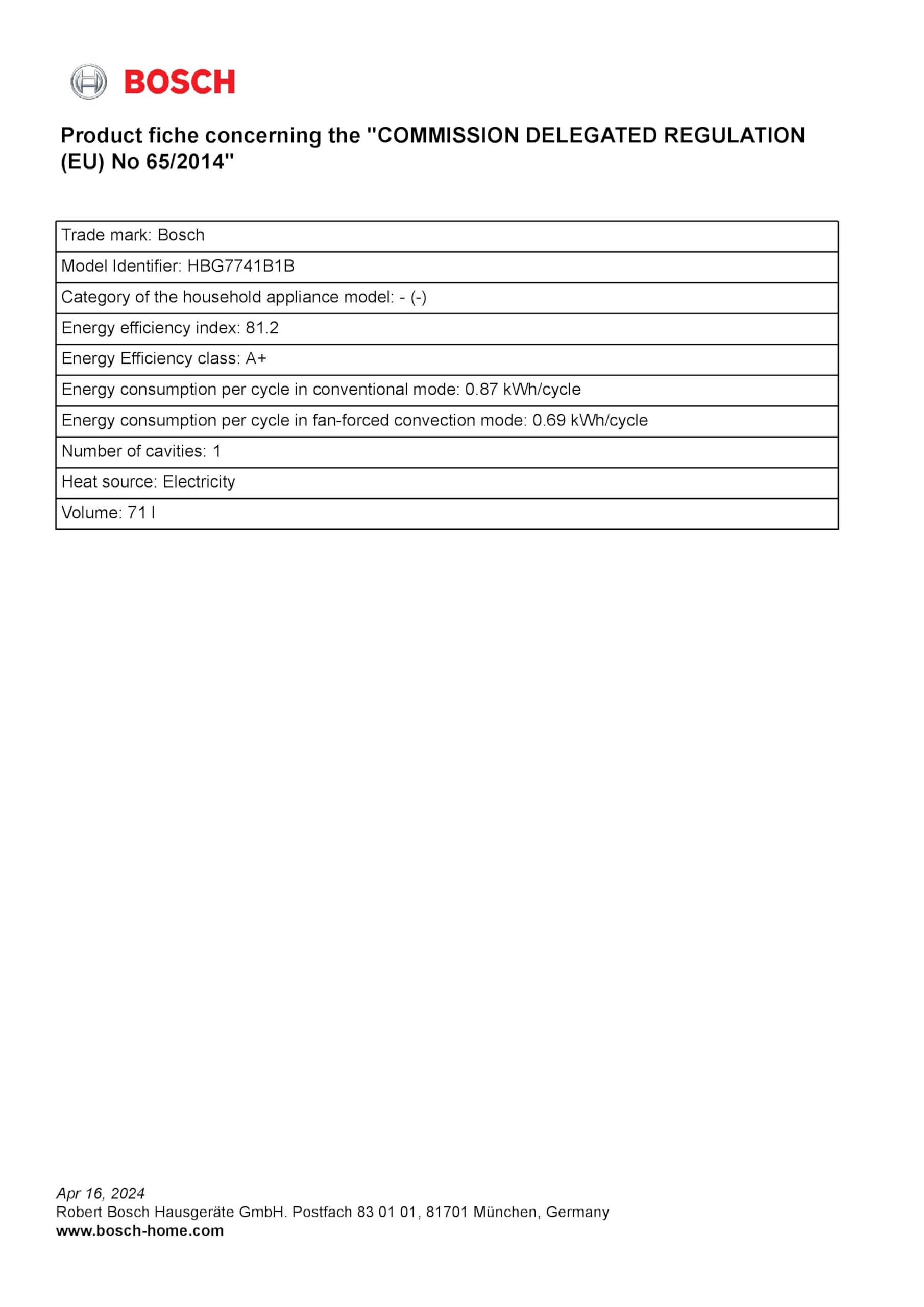 Bosch Series 8 HBG7741B1B, Built-in Single Oven with Digital Control ...