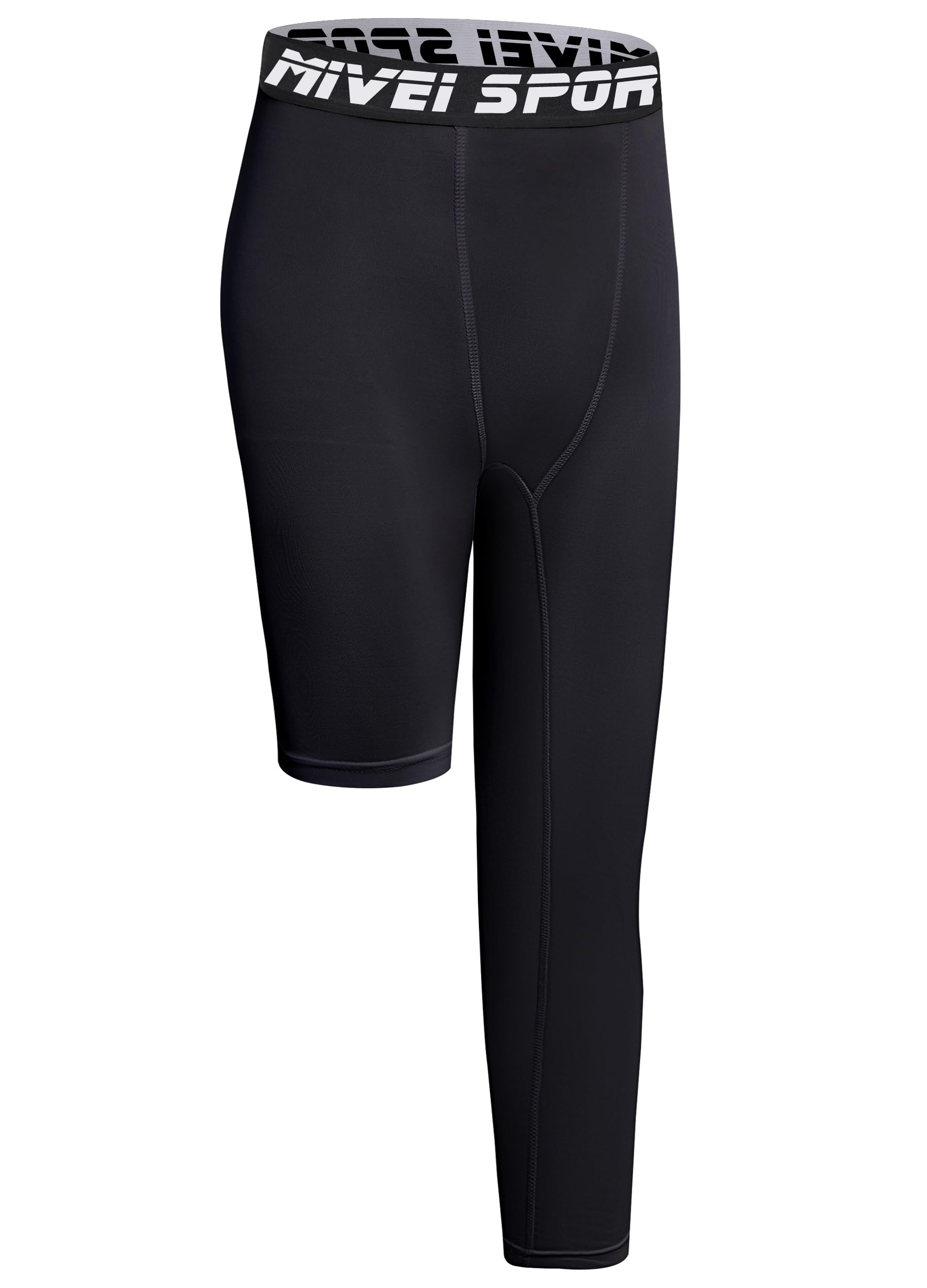 Snapklik.com : MIVEI Youth Boys One Leg Compression Tights For Basketball