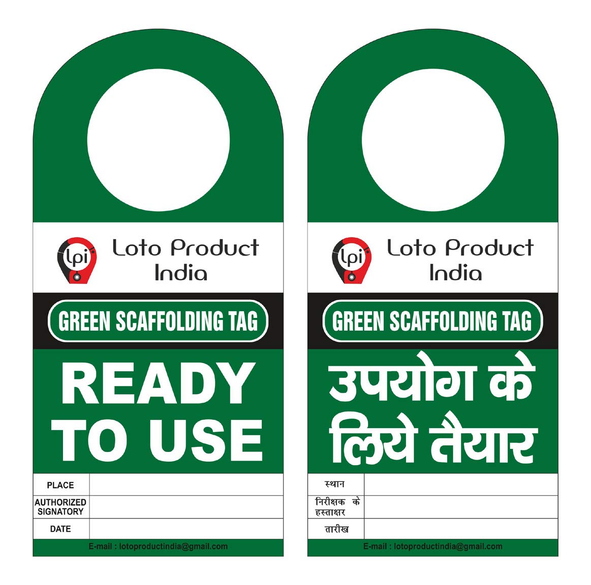 Loto Product India lockout Tagout scaffolding green tag Ready to Use ...