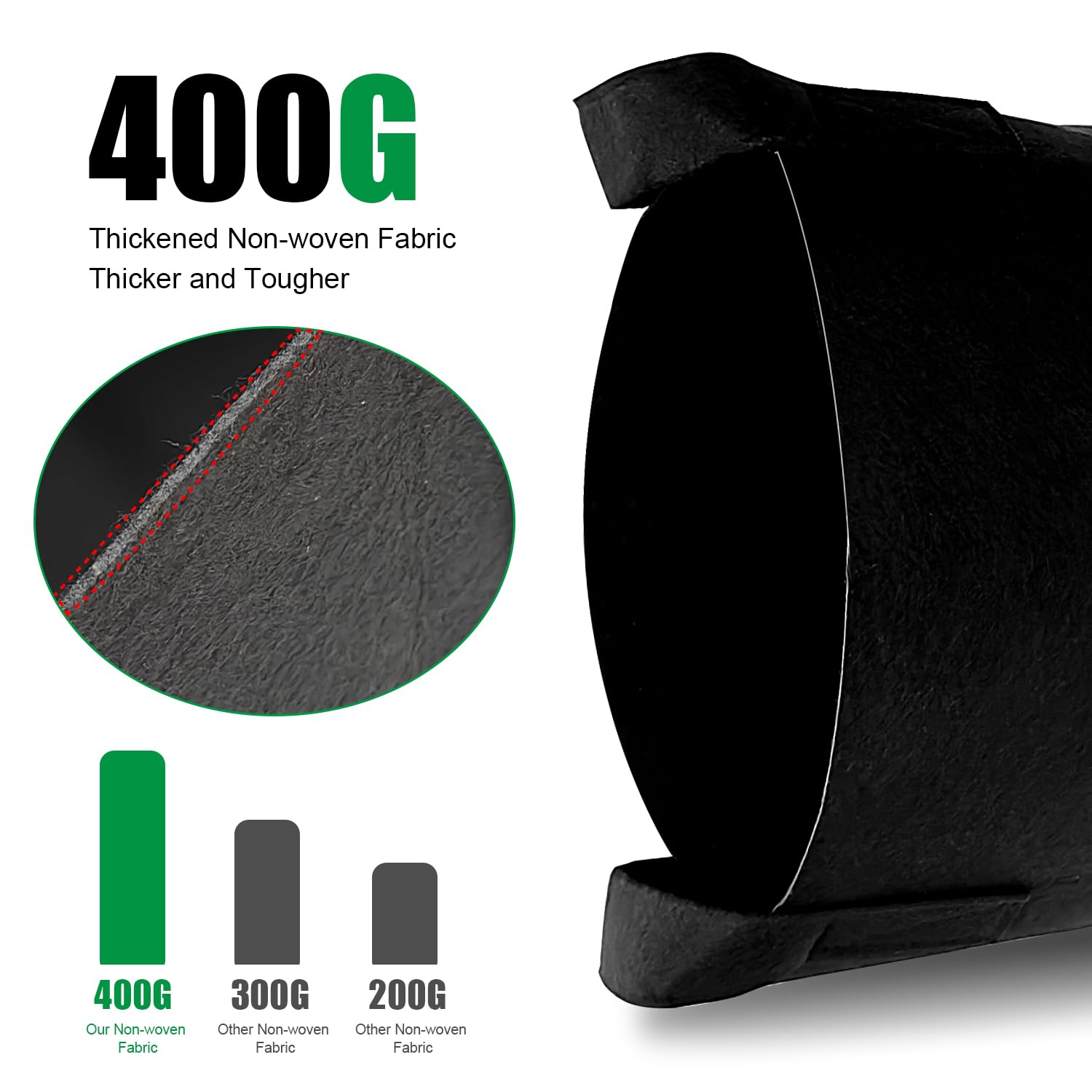 Snapklik.com : RooTrimmer 5 Gallon Grow Bags 400G Heavy Duty Fabric ...