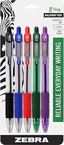 Zebra Pen Z-Grip Retractable Ballpoint Pen,1.0mm, Assorted Ink Colors ...