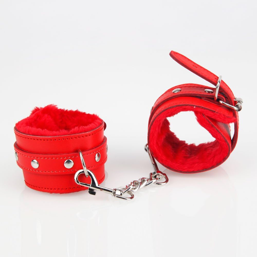Amazon.com: MicroMall(TM) Red PU Leather Wrist Ankle Restraints Fetish ...
