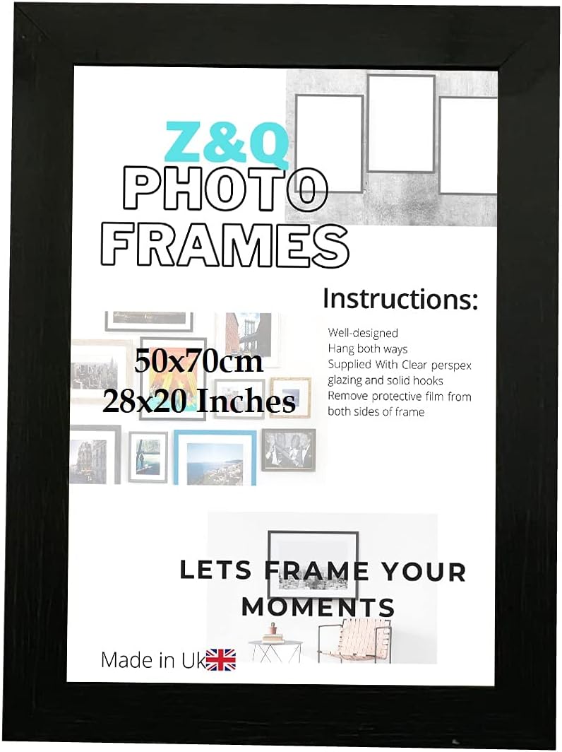Z&Q Black Picture Frame 50x70cm Poster Frame 19x27 inches Certificates ...