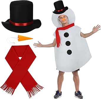 Amazon.com: Haull 4 Pcs Winter Snowman Costume for Adults Snowman Dress ...